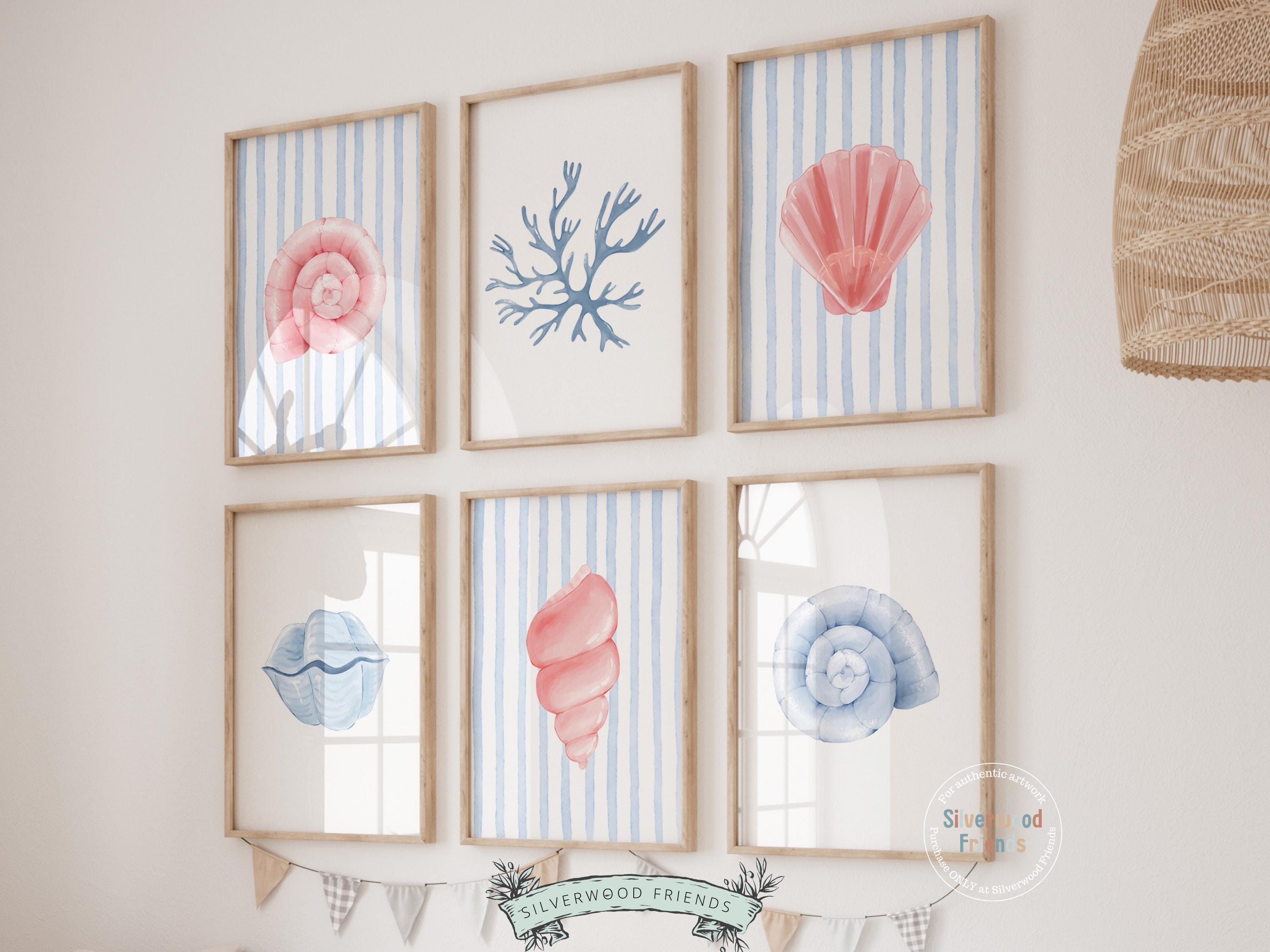 Pastel Seashell Prints Set of 6 - Blue Stripe – Silverwood Friends