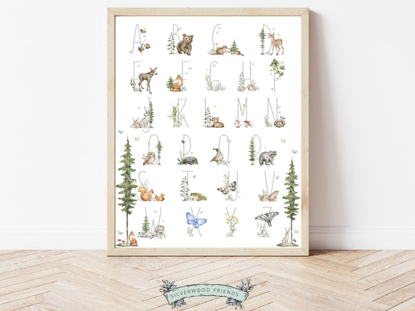 Woodland Alphabet Print – Silverwood Friends