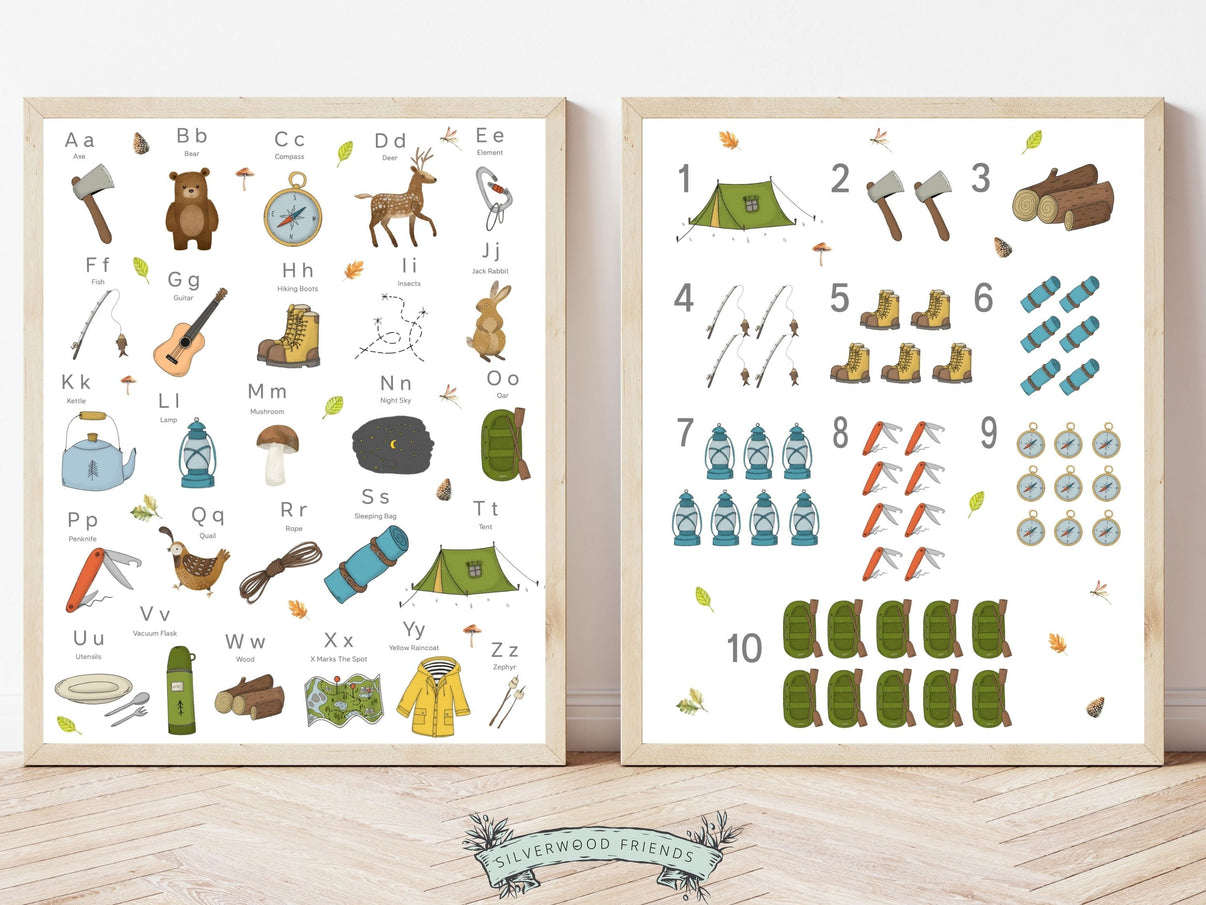 Woodland Camping Alphabet Numbers Poster – Silverwood Friends